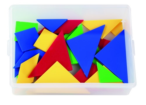 Tangram figuren in kunststof doos (4 sets van 7 figuren)